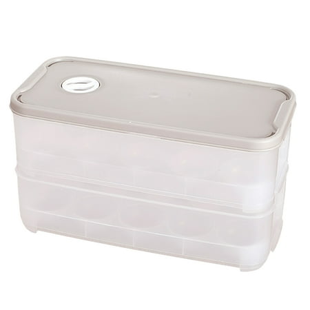 Egg Storage Box Plastic Egg Organizer Grids Kitchen Container with Lid ...