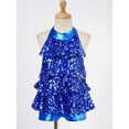 YUUMIN Girls Sequins Latin Jazz Dance Dress Halter Ruffles Biketard ...