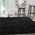 iLieber Sheepskin Soft Fluffy Fur 5x6.7 Black Area Rug, Fuzzy Rug ...