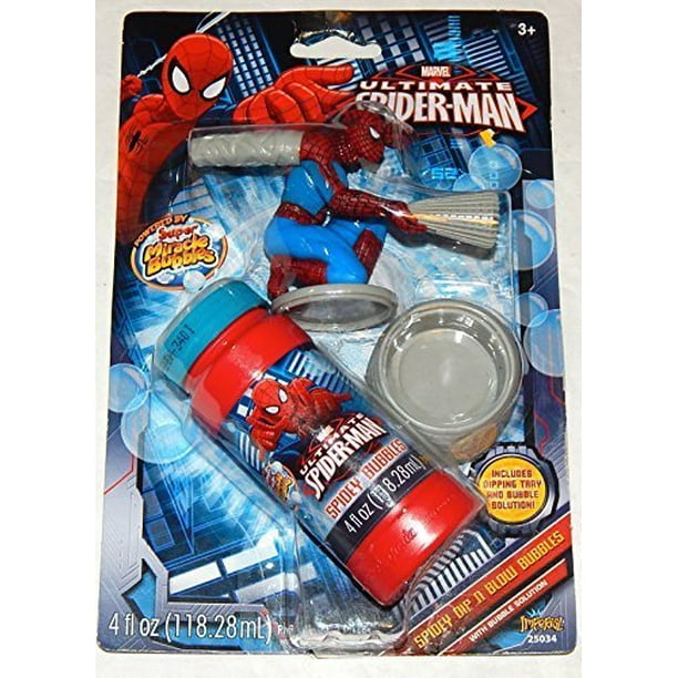 Marvel Ultimate Spiderman Dip N Blow Bubble with Spiderman Bubble Wand ...