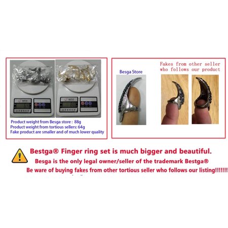 10 PCS Costume Claws Fake Nails Ring Set, Gothic Punk 3 Sizes Crystal ...