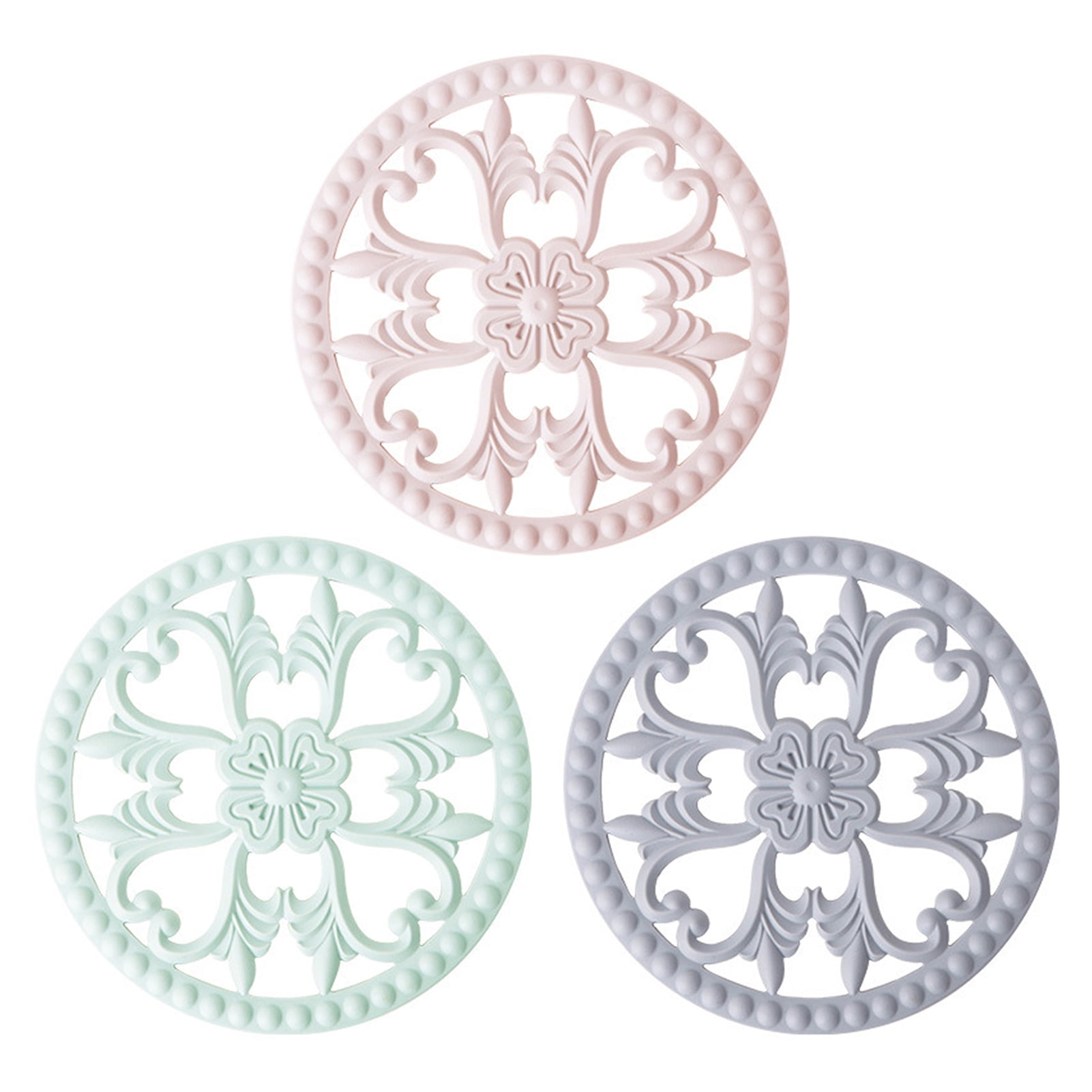 Limei Silicone Carved Trivet Mats Set for Table Dishes and Pot Holders ...