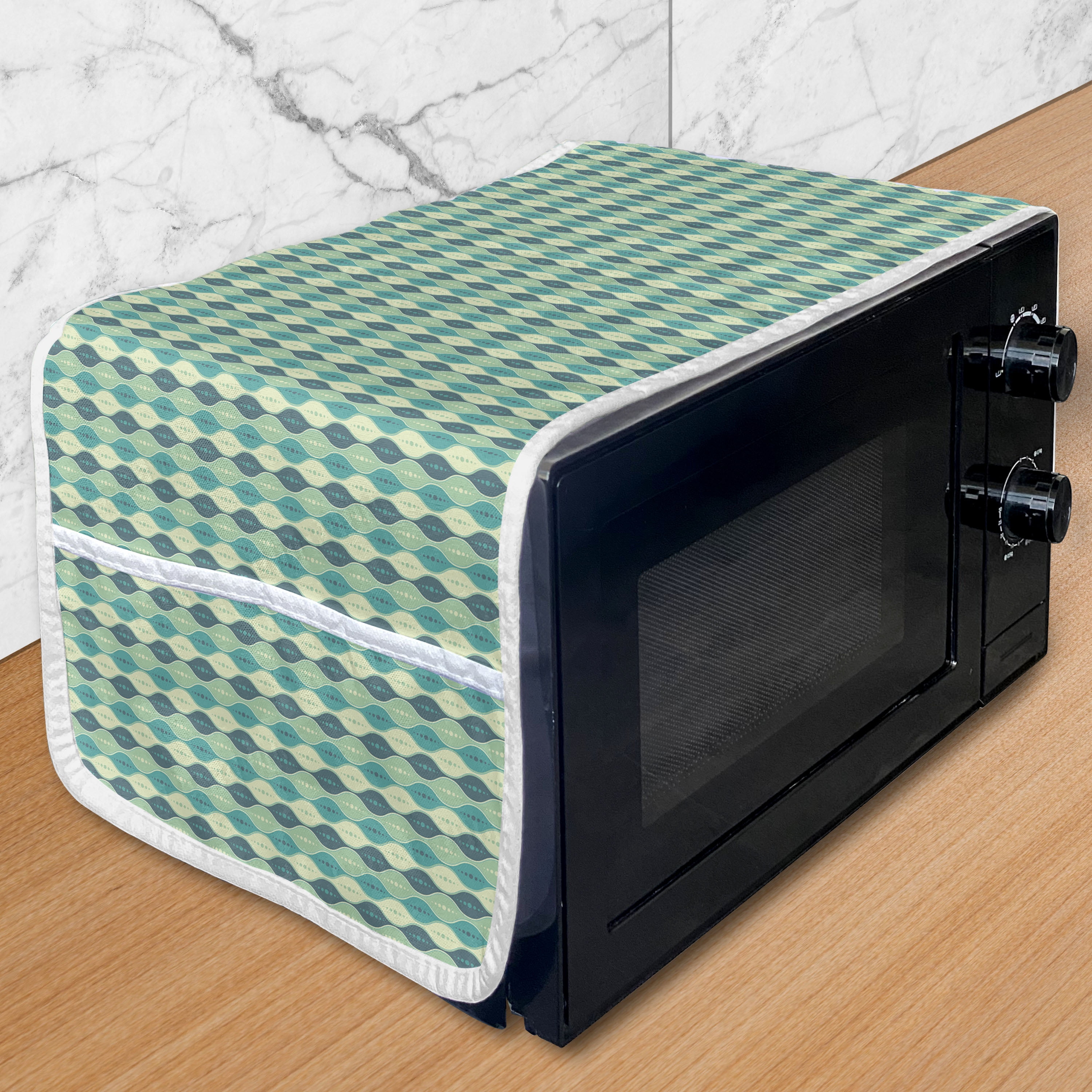 Abstract Microwave Oven Cover, Oval Curved Vertical Lines with Classic ...
