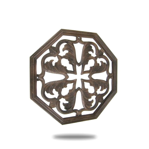 Octagon Wall Panel Brown Wood Screen Room Decorative, 24" x 24” 8 Sides ...