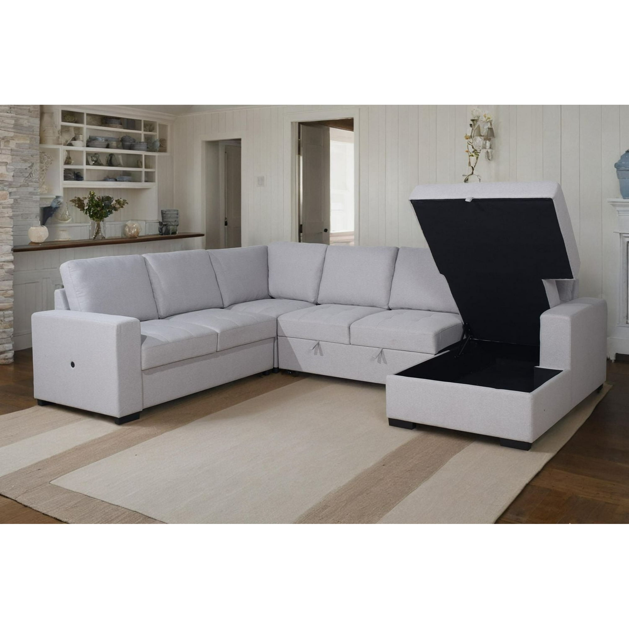 Click here for K-Living Xander Sectional/ Sofa Bed In Grey Fabric... prices