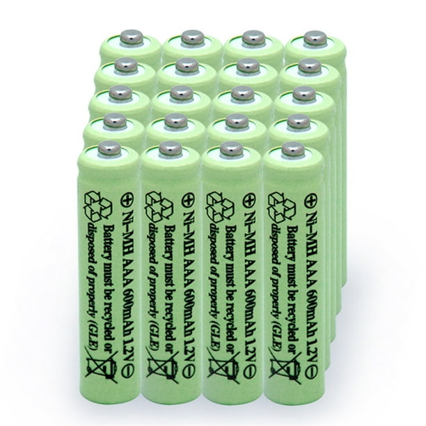 20 Pack Rechargeable AAA Batteries NiMH, High Capacity Low Self ...
