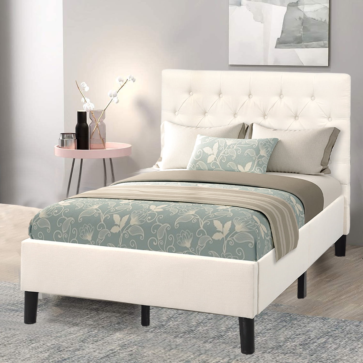 UHOMEPRO Twin Bed Frames for Kids, Heavy Duty Wood Twin Platform Bed ...