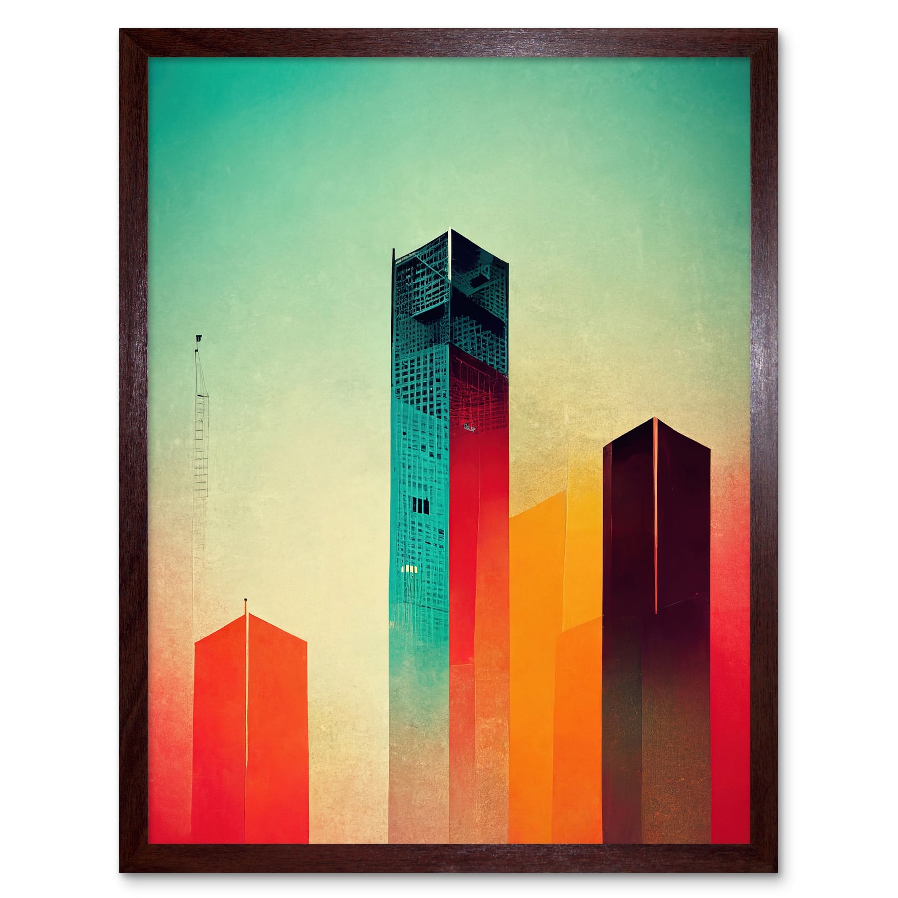 Tower Block Skyscrapers Minimalist Skyline Graphic Design Art Print ...