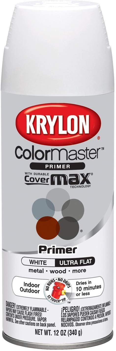 Krylon K05131507 ColorMaster Paint + Primer, Ultra Flat Primer, White ...