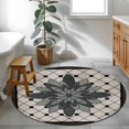 3ft Round Rug Retro Flowers Area Rugs for Living Room Bedroom Washable ...