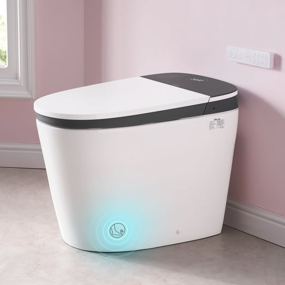 WANSID Smart Toilet with Tankless Bidet Wash, Auto Open Lid, 1.28 ...