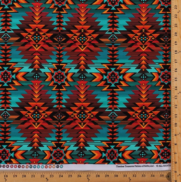Cotton Southwestern Aztec Tribal Diamond Stripes Southwest Turquoise ... Cotton Southwestern Aztec Tribal Diamond Stripes Southwest Turquoise ...