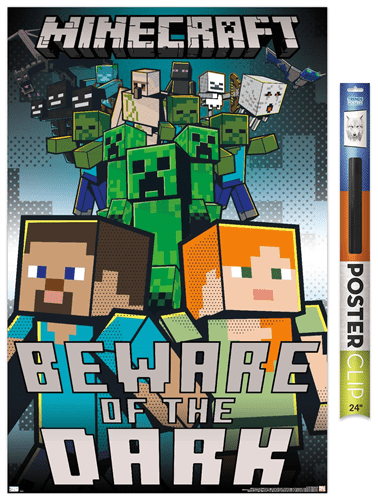 Minecraft - Beware Of The Dark Wall Poster, 22.375" x 34" - Walmart.com