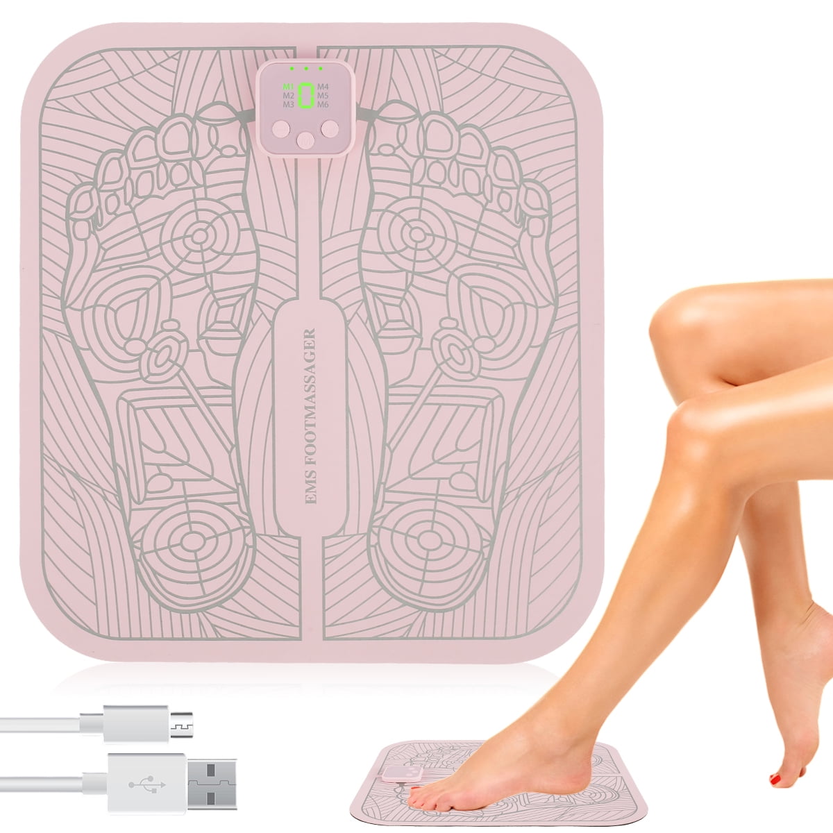 Ems Foot Massager Mat Electric Foot Pulse Acupressure Mat With 6 Modes