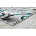 Spiral/Swirls Modern Contemporary Hand Carved Area Rug-Silver/Turquoise ...