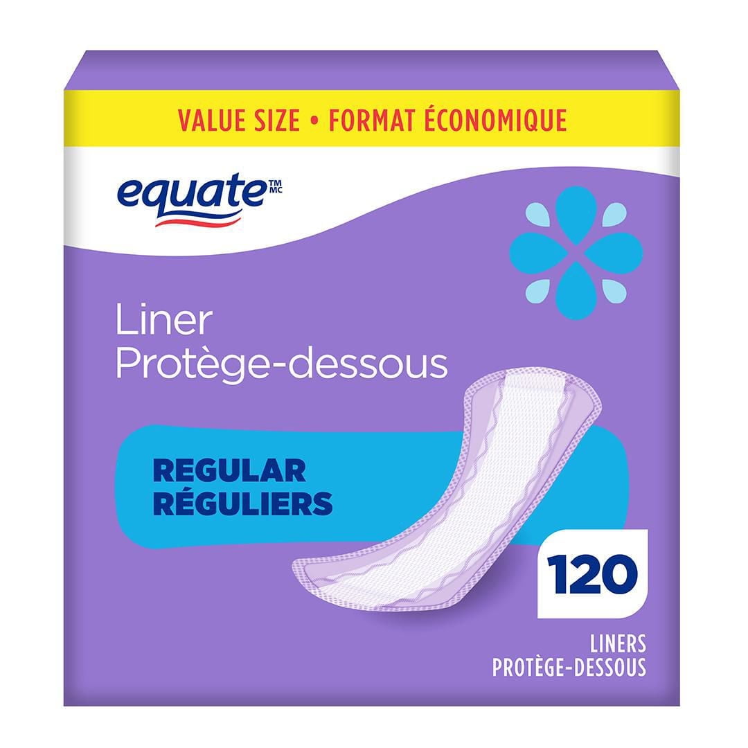 Equate Light Absorbency Regular Pantiliner Unscented, 120 Count, 120 ...