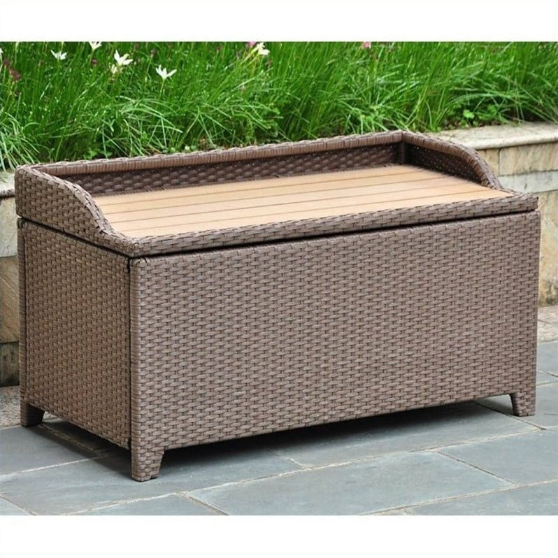 Pemberly Row Patio Storage Bench in Antique Brown - Walmart.com