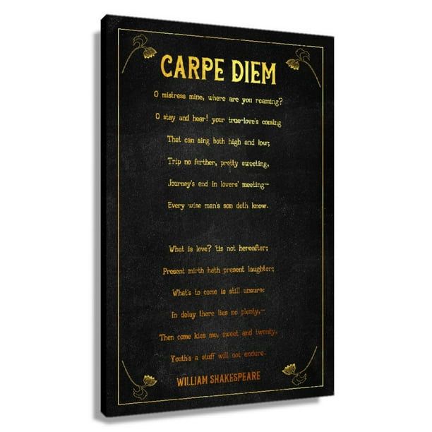 Carpe Diem Poem Wall Decor William Shakespeare Quote Wall Art Poetry ...