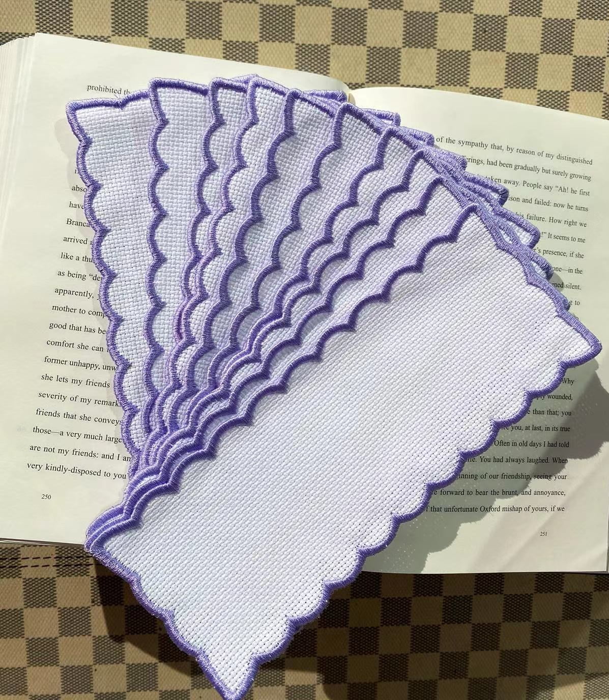 10pcs 14ct Purple Edged Blank Cross Stitch Bookmarks, Blank aida ...