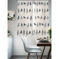 Birds on the Wire Blue Grey Burlap Background Sheer Curtains 2 Panels ...