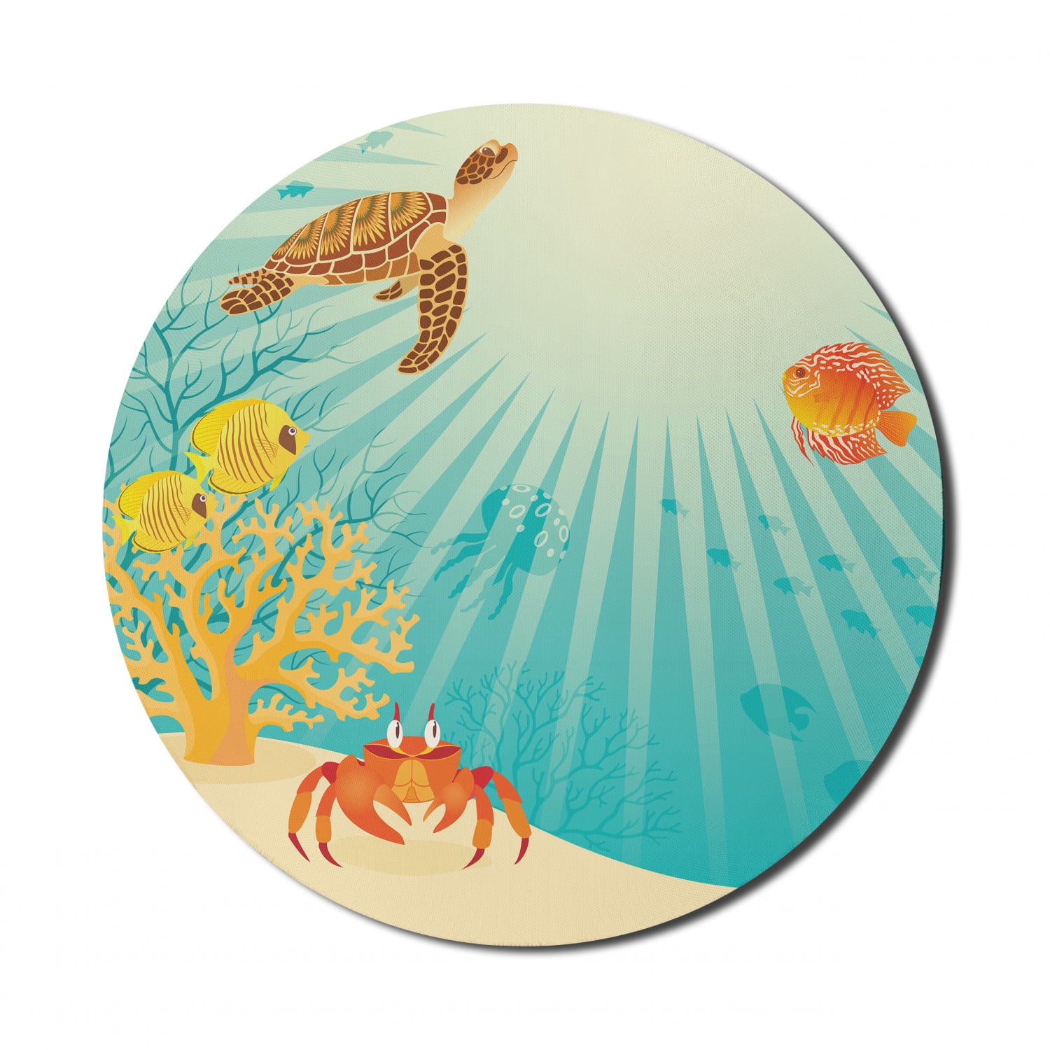 Marine Mouse Pad for Computers, Tropical Fishes Crab Loggerhead Sea ...