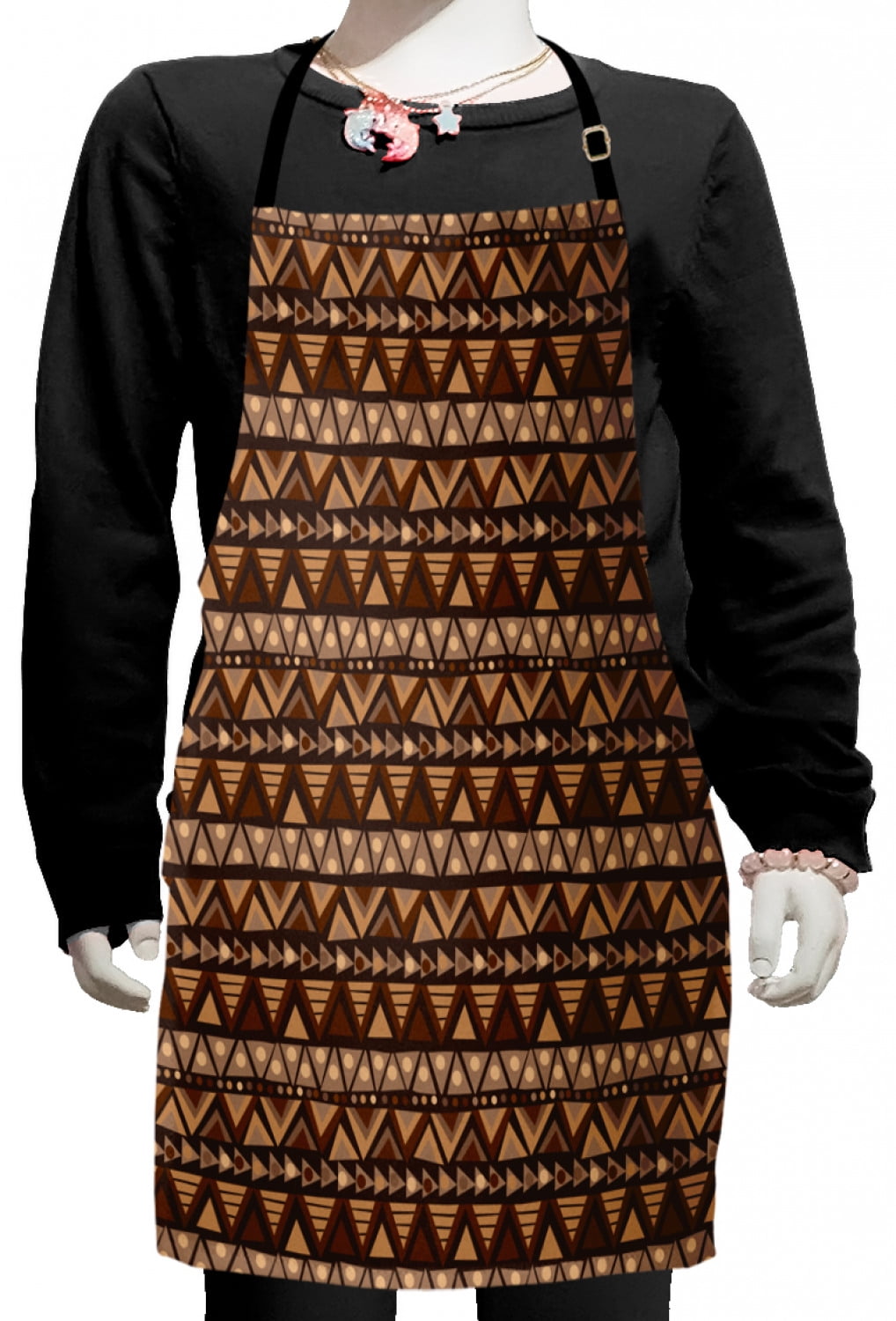 Aztec Kids Apron, Doodle of Primitive Geometric Motifs in Earthy Tones ...