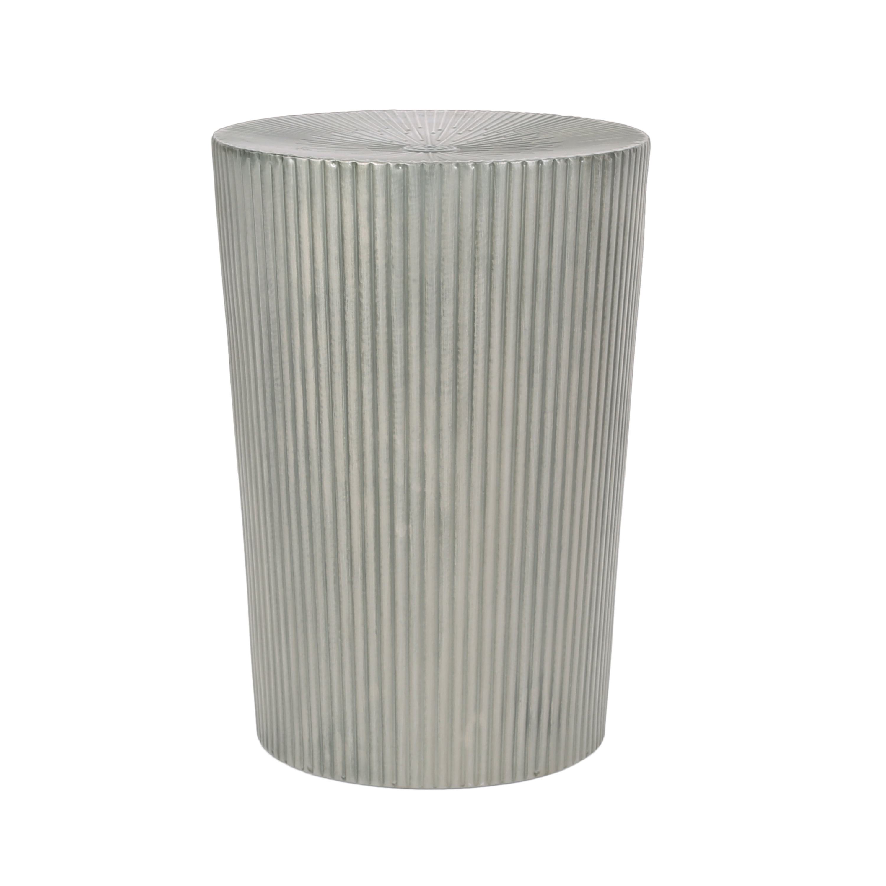 Pamsha Modern Iron Sunburst Side Table, Brushed Antique Silver ...