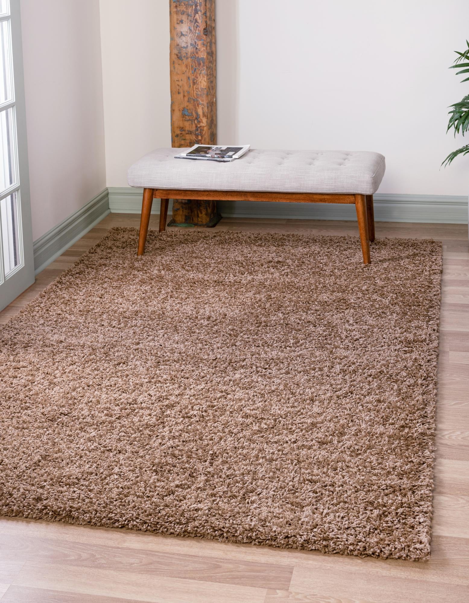 Rugs.com Solid Shag Collection Rug – 8' x 10' Sandy Brown Shag Rug ...