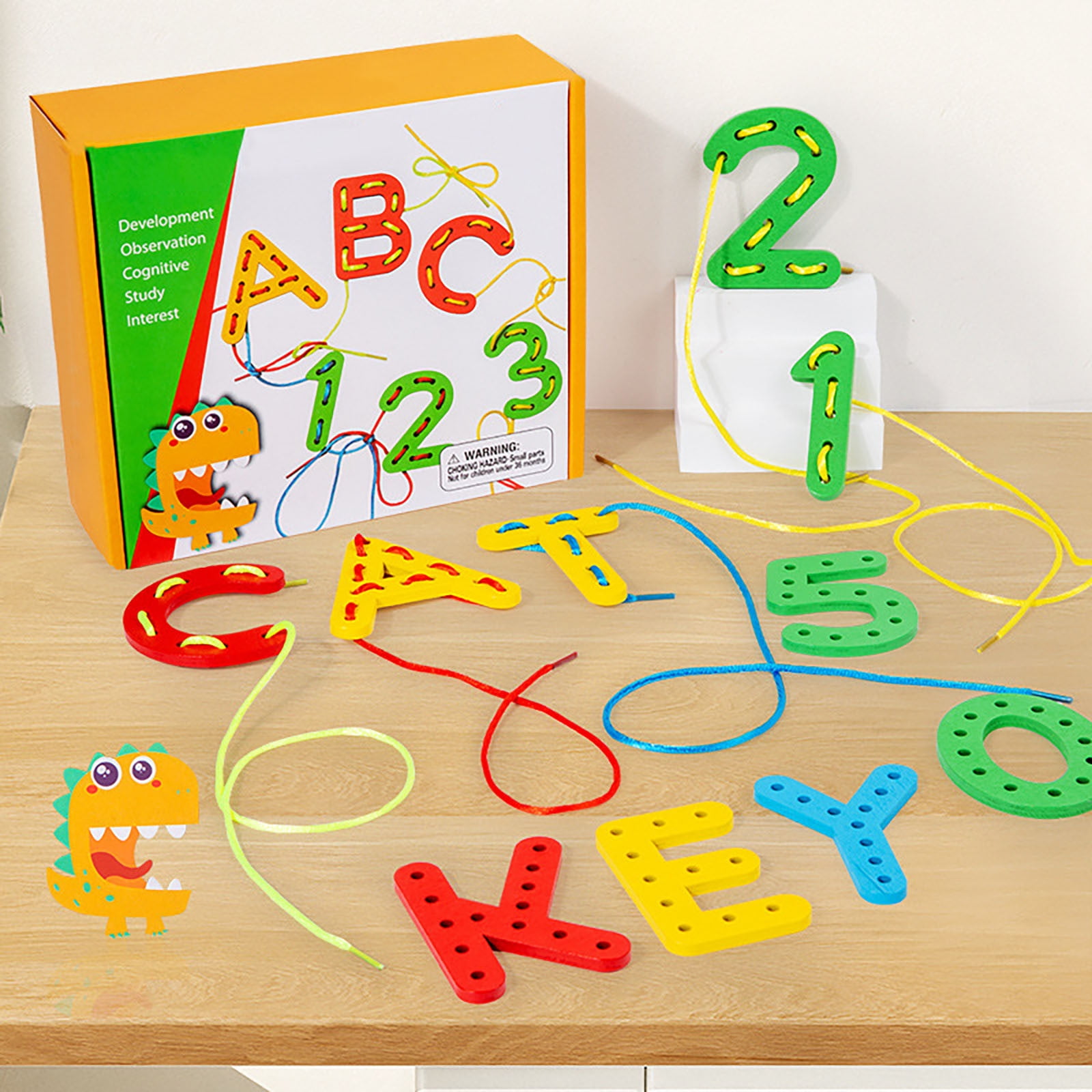 Educational Alphabet Lacing Toy Set With Uppercase Letters Numbers And ...