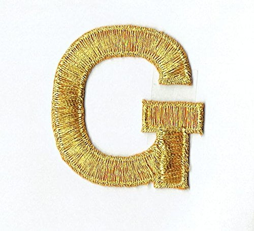 Alphabet Letter - G - Color Gold - 2" Block Style - Iron On Embroidered ...