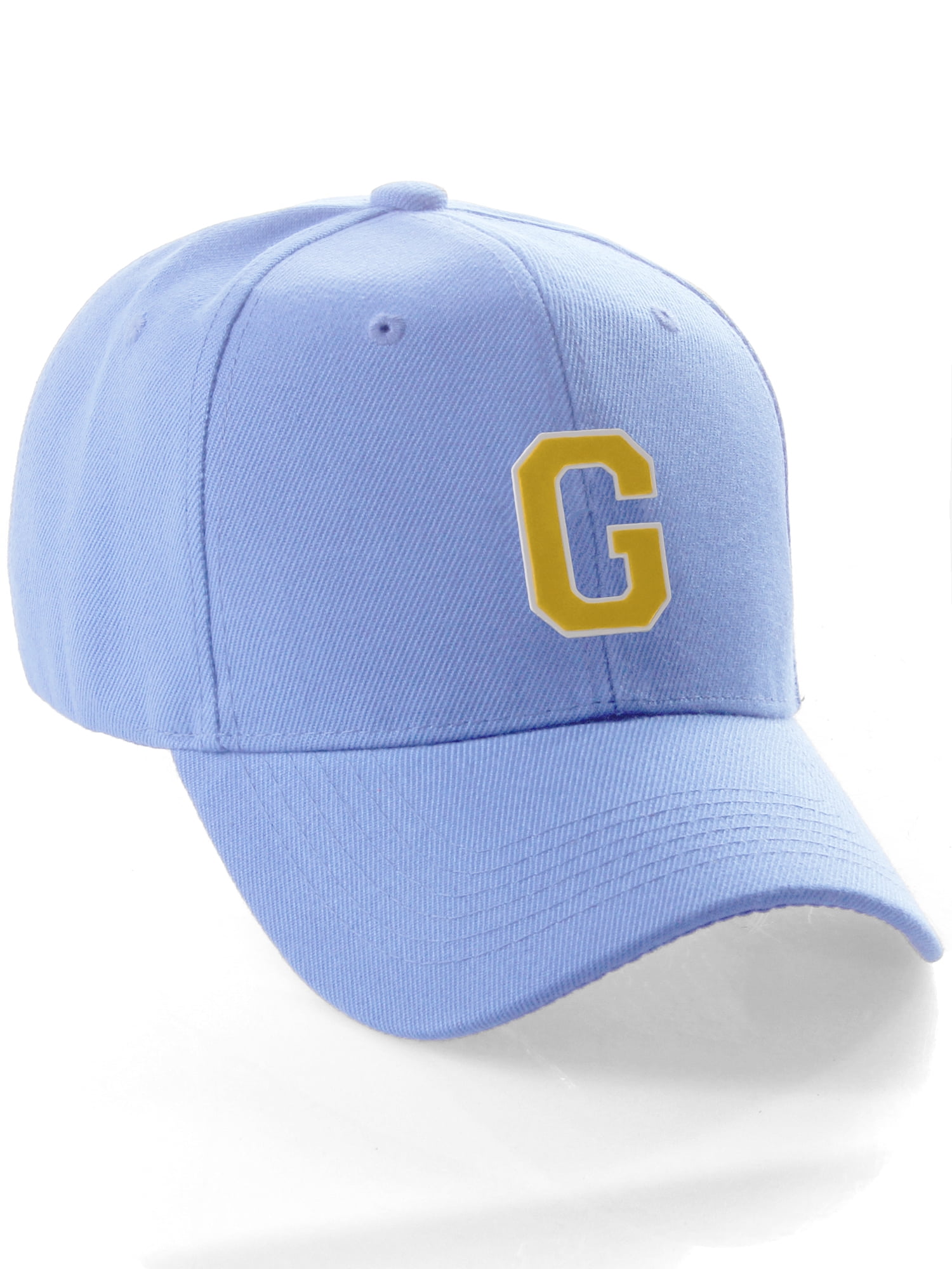 Classic Baseball Hat Custom A to Z Initial Team Letter, Sky Cap White ...