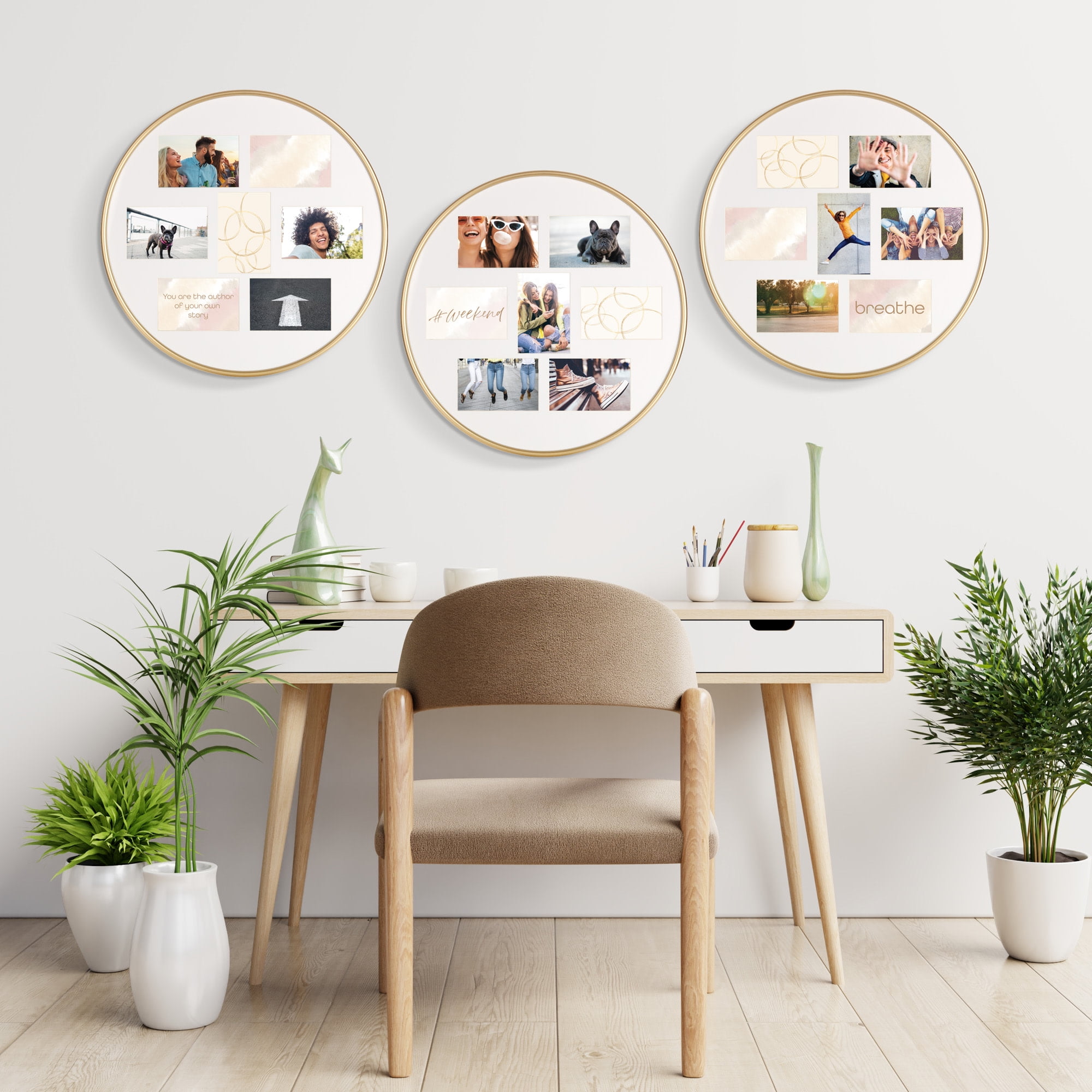 Buy Gallery Solutions Modern Round Collage Picture Frame Sets, Gold ...