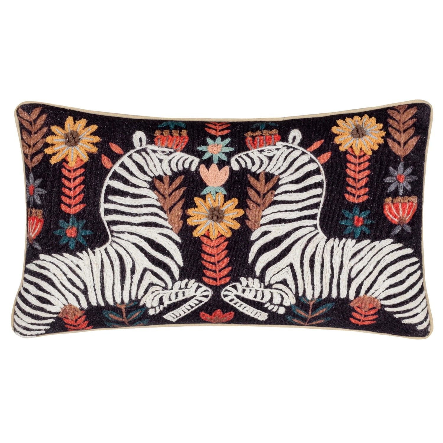 Click here for Wylder Mirrored Embroidered Zebra Cushion Cover 50... prices