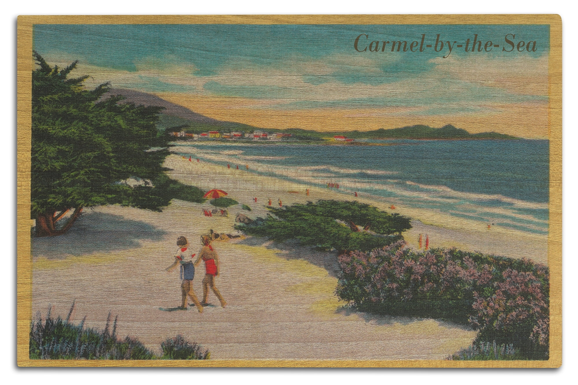 Carmel-by-the-Sea, California, View of the Beach, Vintage Halftone ...