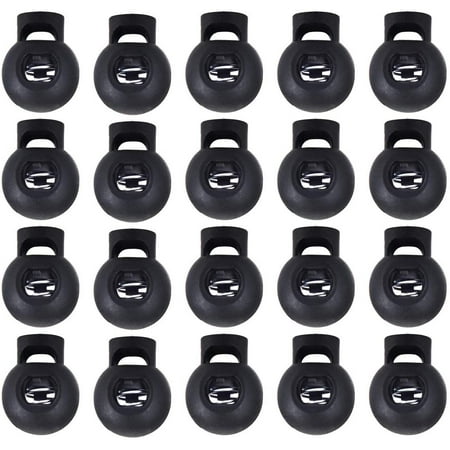 Spring Rope Lock, 20 Pcs Plastic Toggle Stopper Fastener Buttons(Black ...