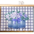 Blue Flower, Small Cabinet Curtains 9.5"W x 11.4"L, Green Leaves Rustic ...
