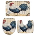 Blue Retro Rooster Bathroom Rugs Set Farmhouse Pastoral Elegant Animal ...