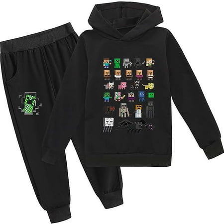 Minecraft Game Tracksuit Set Kids Hooded Hoodie Sweatshirt Trousers ...