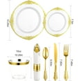 350 Piece Gold Plastic Dinnerware Set for 50 Guests, Fancy Disposable ...