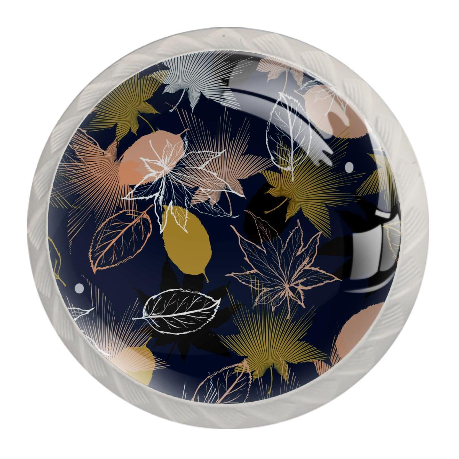 4 Pcs Colorful Leaves Knobs for Kitchen Cabinet Cupboard Dresser ...