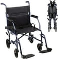 Carex Steel Transport Chair with 19" Seat, Swing-Away Footrests, Blue ...