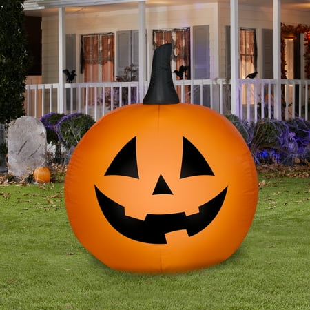 Halloween Inflatable 3.5' Smiling Happy Pumpkin Airblown Holiday Yard ...