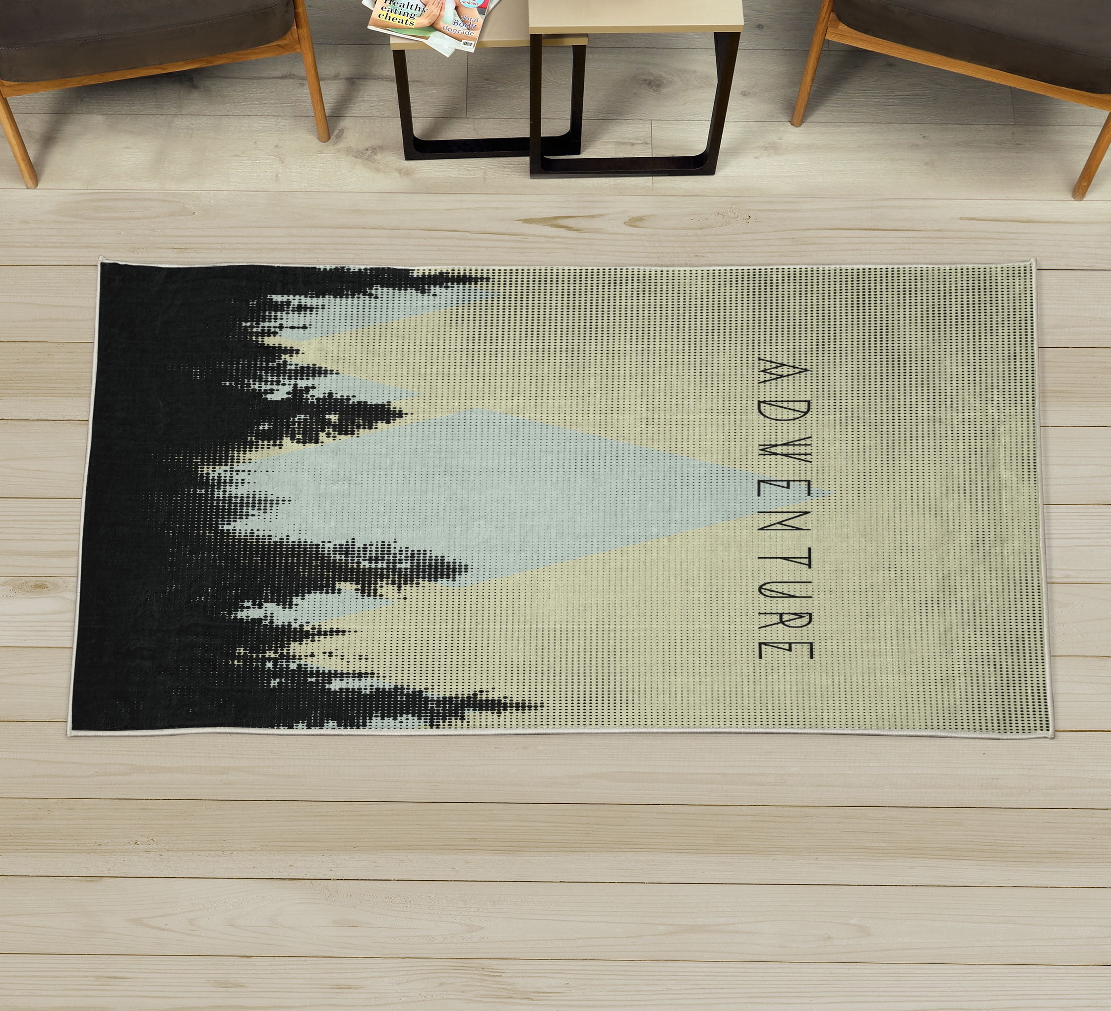 Adventure Decorative Rug, Forest Halftone Effect Hipster Typography ...