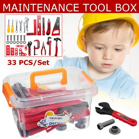 33PCS Toddler Boy Girl Toy Tool Box Educational Pretend Play Kids ...