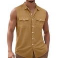 Ceisia Mens Solid Color Sleeveless Button Down Pocket Vest Casual Loose ...