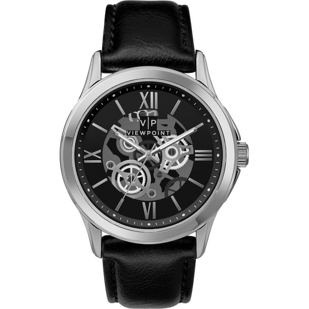 Viewpoint by Timex Men's 42mm Black Leather Strap Watch - Walmart.com