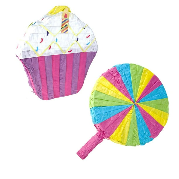 Colorful Cupcake and Lollipop Pinata, Multi-Color, Assorted Sizes, 2 ...