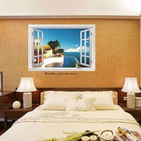 3D Effect Wall Art Sticker Window View Removable Decals Mural Home Room ...