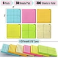 Mr. Pen- Graph Paper Sticky Notes, 6 Pads, 3x3 Inch, Bright Colors ...