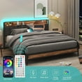 Queen Bed Frame with LED Light, Power Outlets & USB Charging Port ...